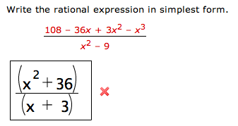 Solved Write the rational expression in simplest form. 108 | Chegg.com
