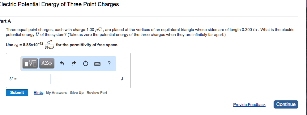 Solved Three equal point charges, each with charge 1.00 μC , | Chegg.com