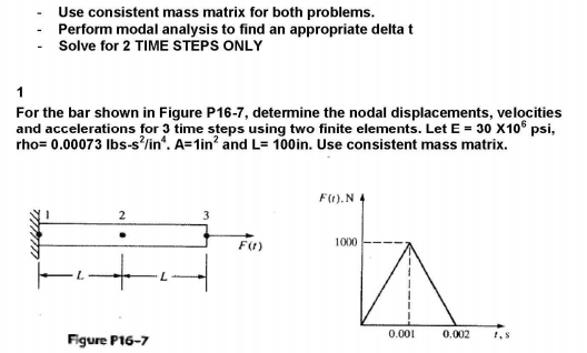 Use consistent mass matrix for both problems. Perform | Chegg.com