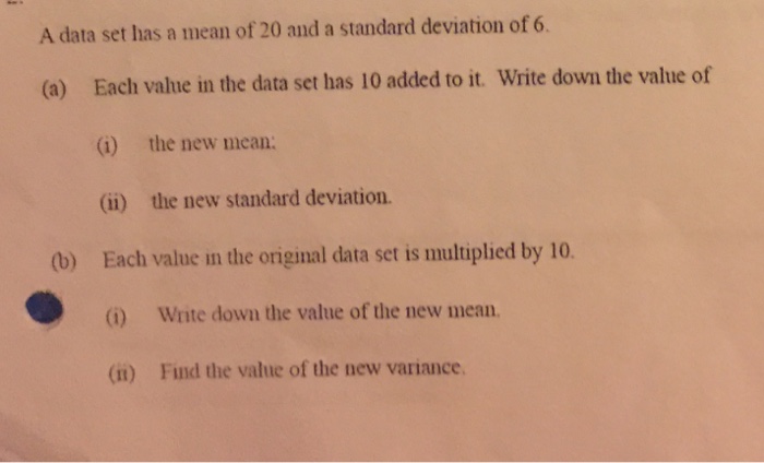 Solved A data set has a mean..? How to do this problem? | Chegg.com