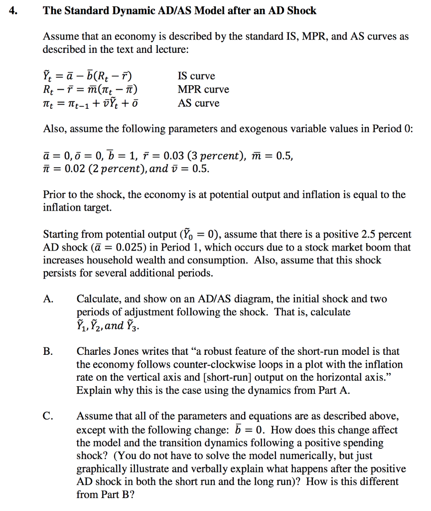 Solved 4.The Standard Dynamic AD/AS Model after an AD Shock | Chegg.com