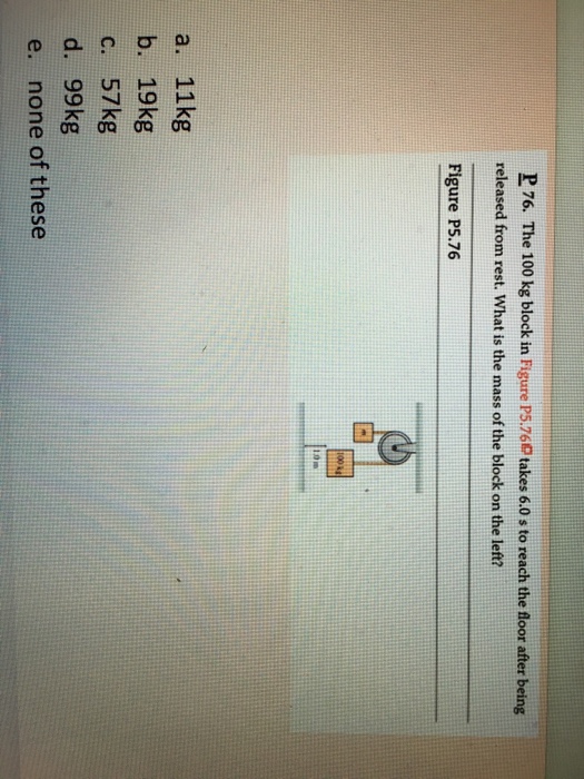 Solved The 100 kg block in Figure P5.76 takes 6.0 s to reach | Chegg.com