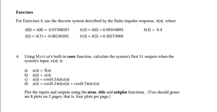 Solved Exercises For Exercises 4, use the discrete system | Chegg.com