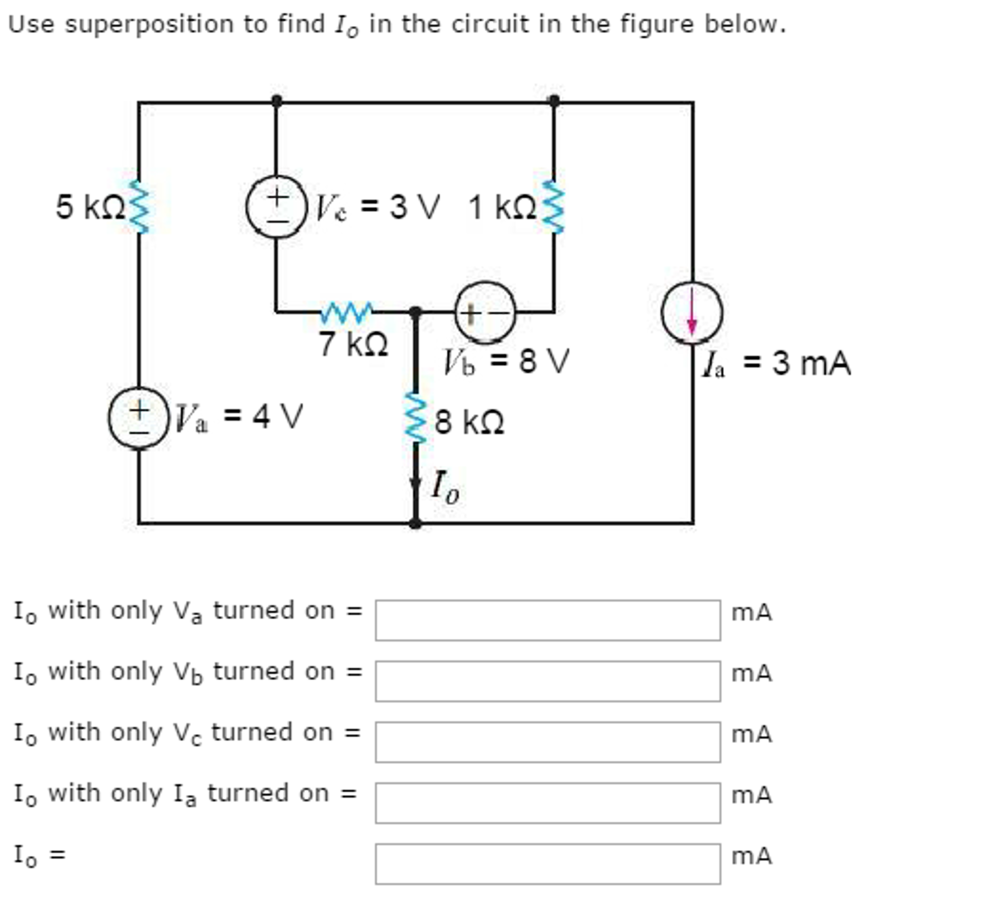 Solved Use superposition to find I0 in the circuit in the | Chegg.com