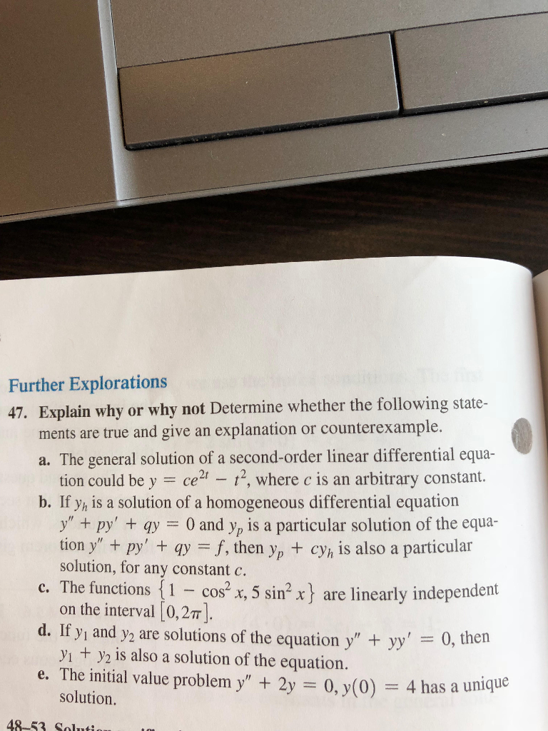 Solved Further Explorations 47. Explain why or why not | Chegg.com