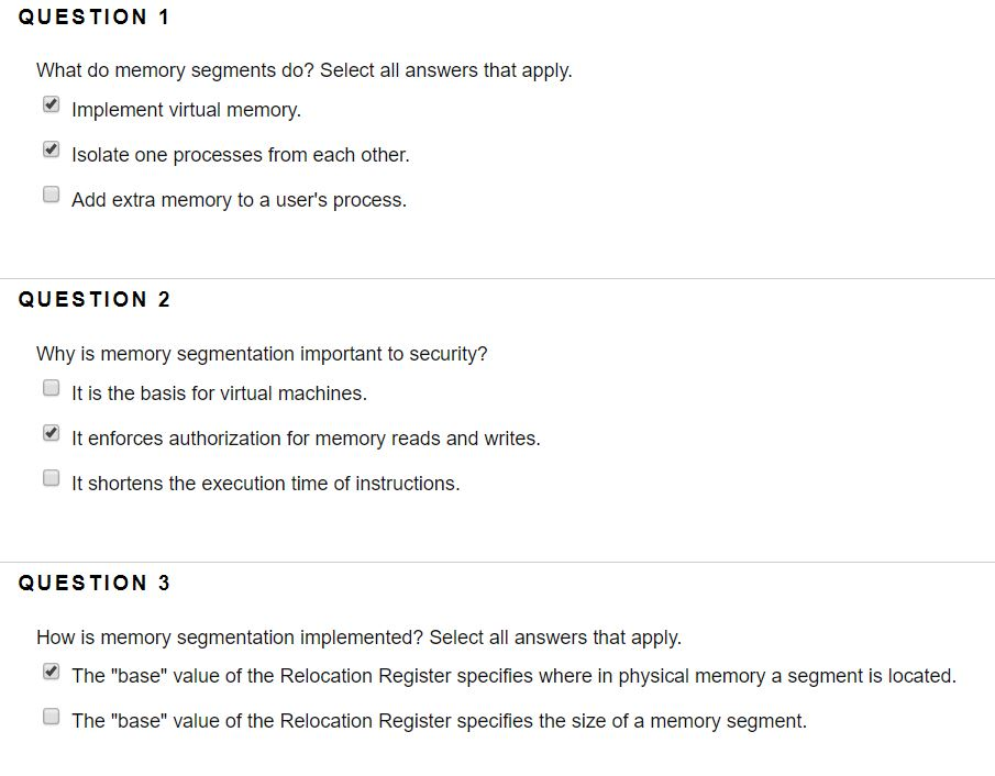 Solved Question 1 What Do Memory Segments Do Select All