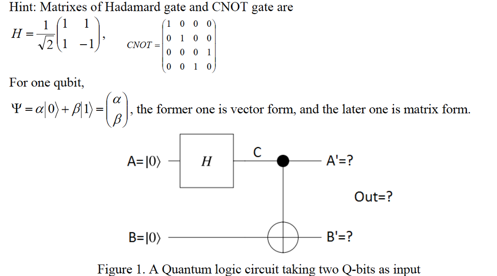 A quantum logic circuit is shown in Figure 1. It | Chegg.com