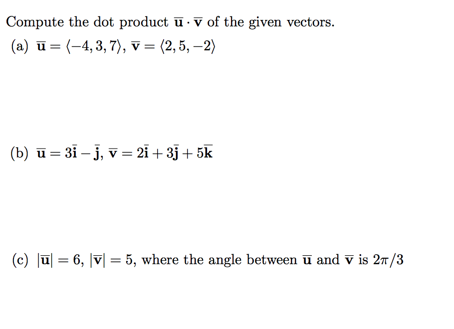 Solved Compute the dot product u- v of the given vectors. | Chegg.com