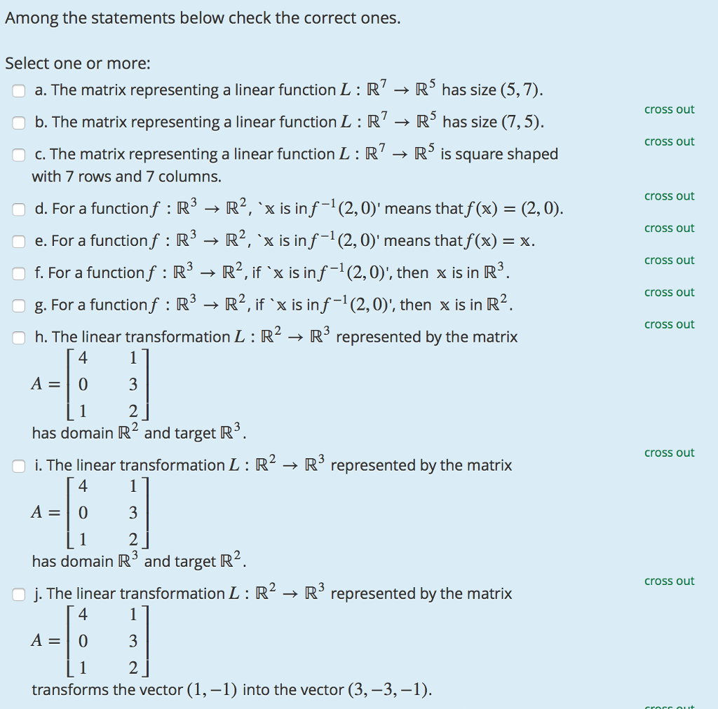 Solved Among the statements below check the correct ones. | Chegg.com