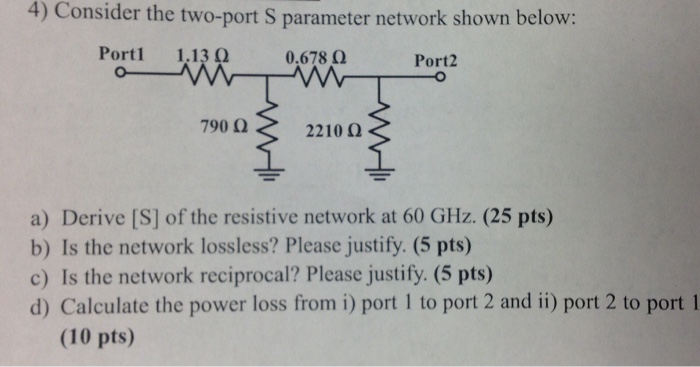 Solved Consider the two-port S parameter network shown | Chegg.com