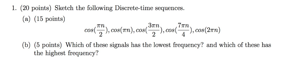 Solved Sketch the following Discrete-time sequences. cos | Chegg.com