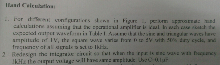 Hand Calculation: l. For different configurations | Chegg.com