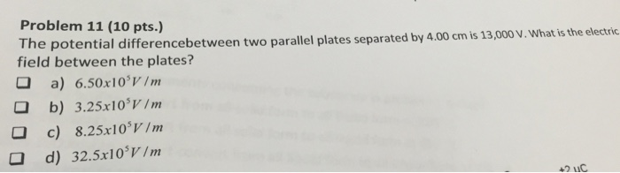 Solved The potential difference between two parallel plates | Chegg.com