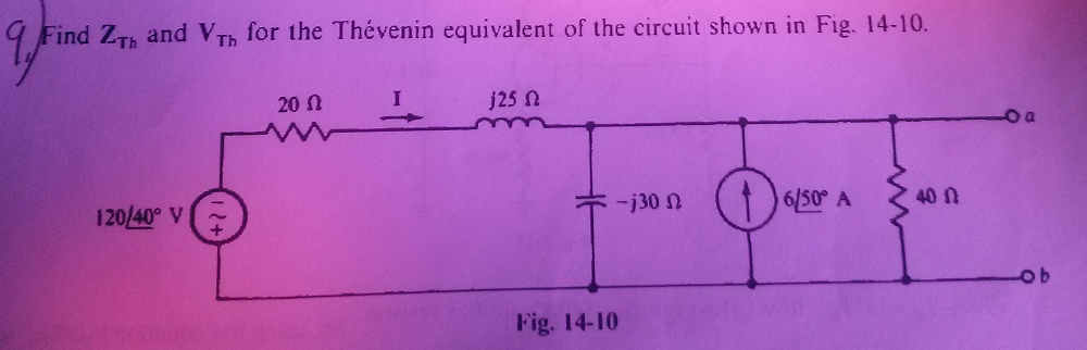 Solved Find Zth and Vth for the Thevenin equivalent of the | Chegg.com