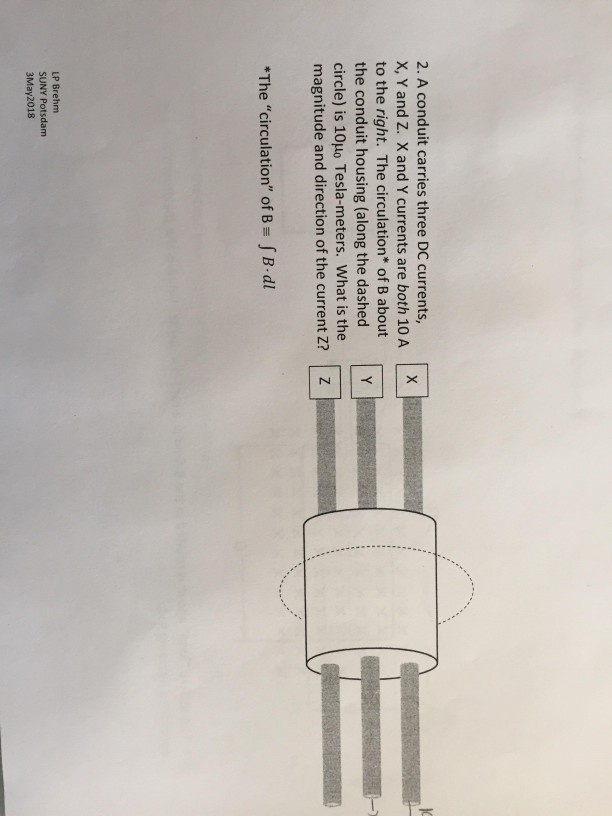 Solved 2. A conduit carries three DC currents, X, Y and Z. X | Chegg.com