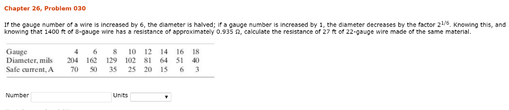 Solved Chapter 26, Problem 030 If the gauge number of a wire | Chegg.com