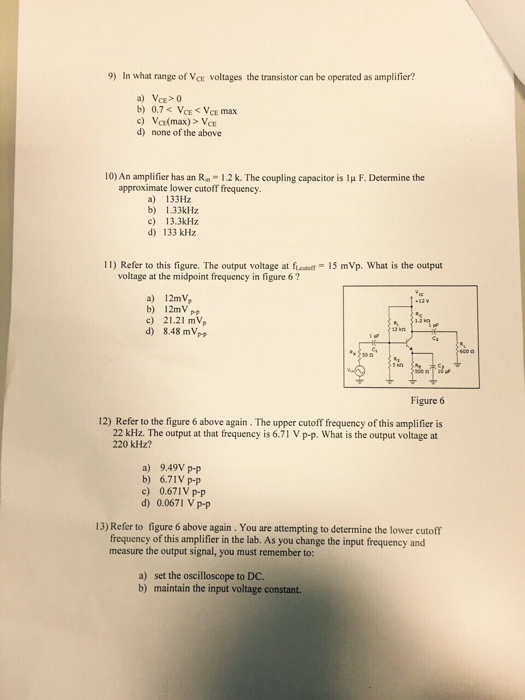 Solved l) The maximum level of source voltage Vi, for which | Chegg.com