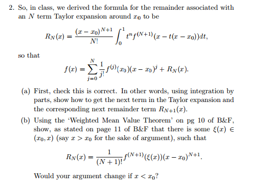 Solved So, in class, we derived the formula for the | Chegg.com