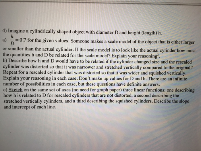 Solved Imagine a cylindrically shaped object with diameter D | Chegg.com