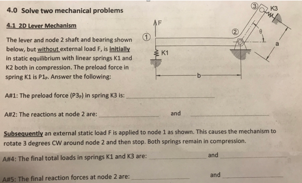 Solved 4.0 Solve two mechanical problems 4.1 2D Lever | Chegg.com