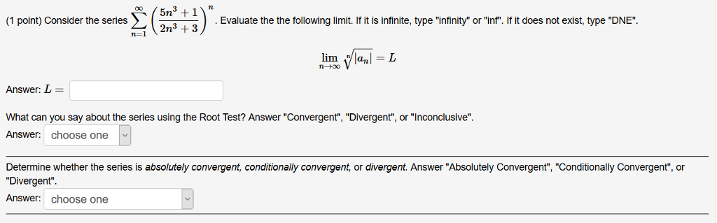Solved (1 point) Consider the series Evaluate the the | Chegg.com