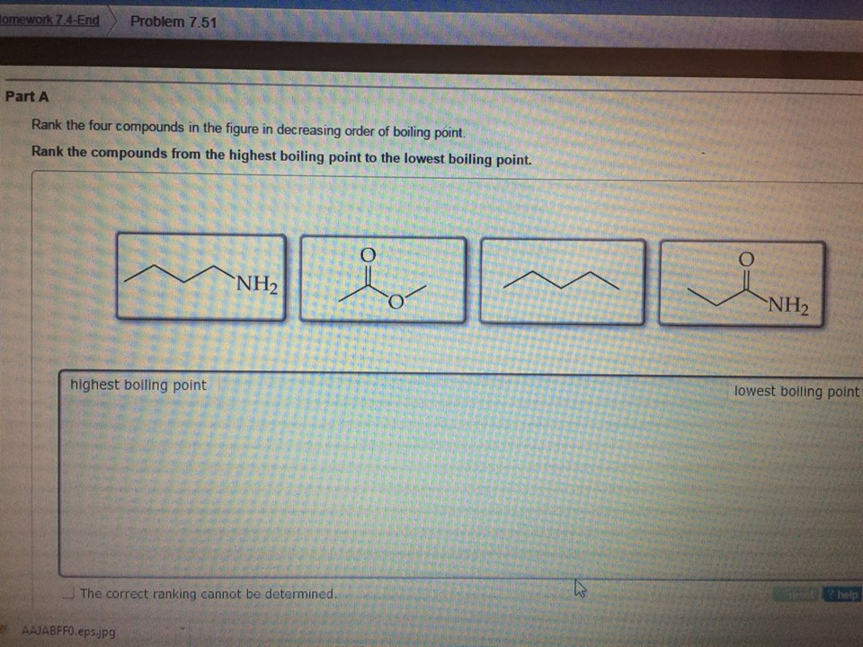 Solved Rank the compounds from the highest boiling point to | Chegg.com