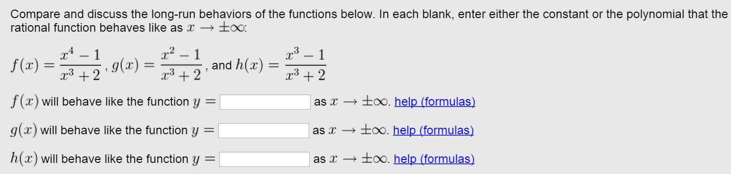 Solved Compare and discuss the long-run behaviors of the | Chegg.com