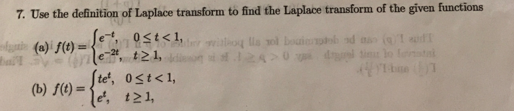Solved Use the definition of Laplace transform to find the | Chegg.com