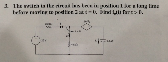 Solved The switch in the circuit has been in position 1 for | Chegg.com
