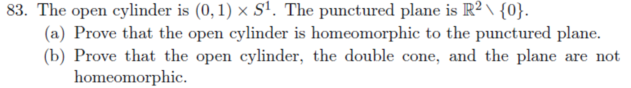 Solved The open cylinder is (0, 1) times S^1. The punctured | Chegg.com