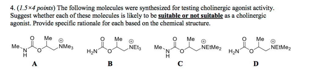 Solved 4. (1.5x4points) The following molecules were | Chegg.com