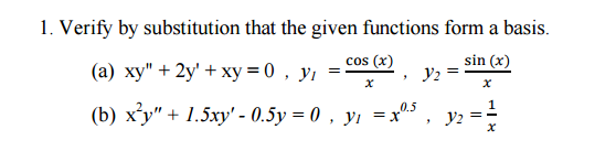 Solved Verify by substitution that the given functions from | Chegg.com