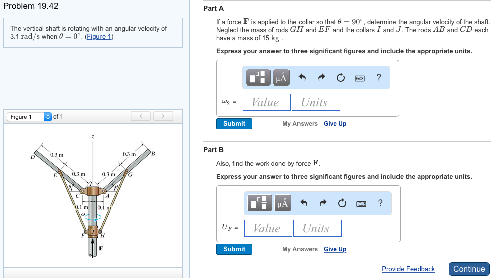 Solved The vertical shaft is rotating with an angular | Chegg.com