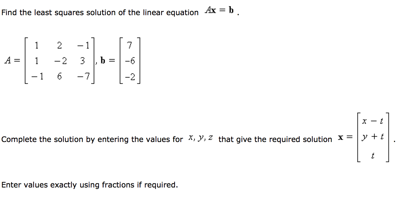 Solved Find The Least Squares Solution Of The Linear