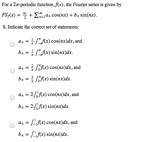 Solved For a 2pi-periodie function,f(x), the Fourier series | Chegg.com