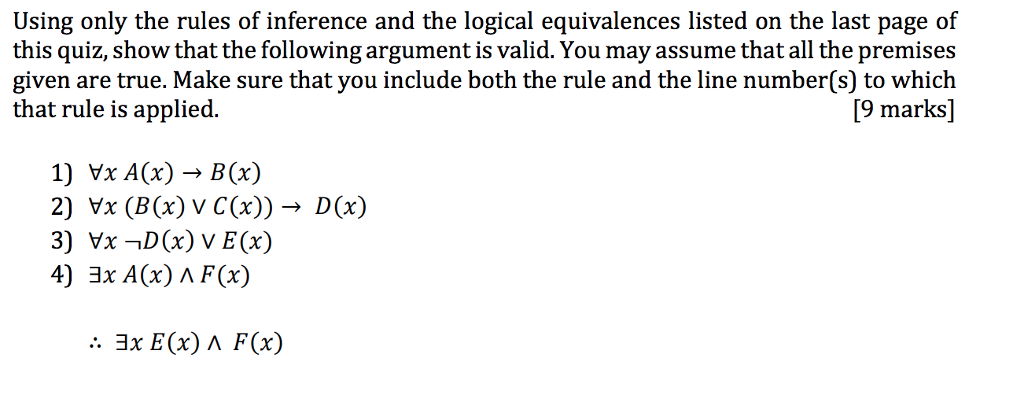 Using only the rules of inference and the logical | Chegg.com