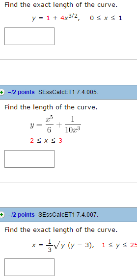 Solved Find the exact length of the curve. y = 1 + 4x3/2, 0 | Chegg.com Solved Find the exact length of the curve. y = 1 + 4x3/2, 0 | Chegg.com