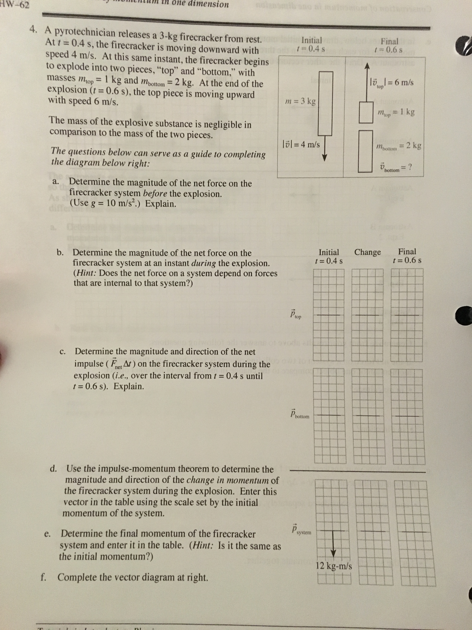 Solved A pyrotechnical releases a 3 kg firecracker from | Chegg.com