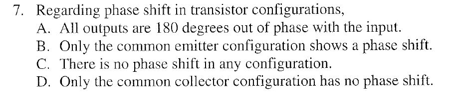 Solved Regarding phase shift in transistor configurations, | Chegg.com