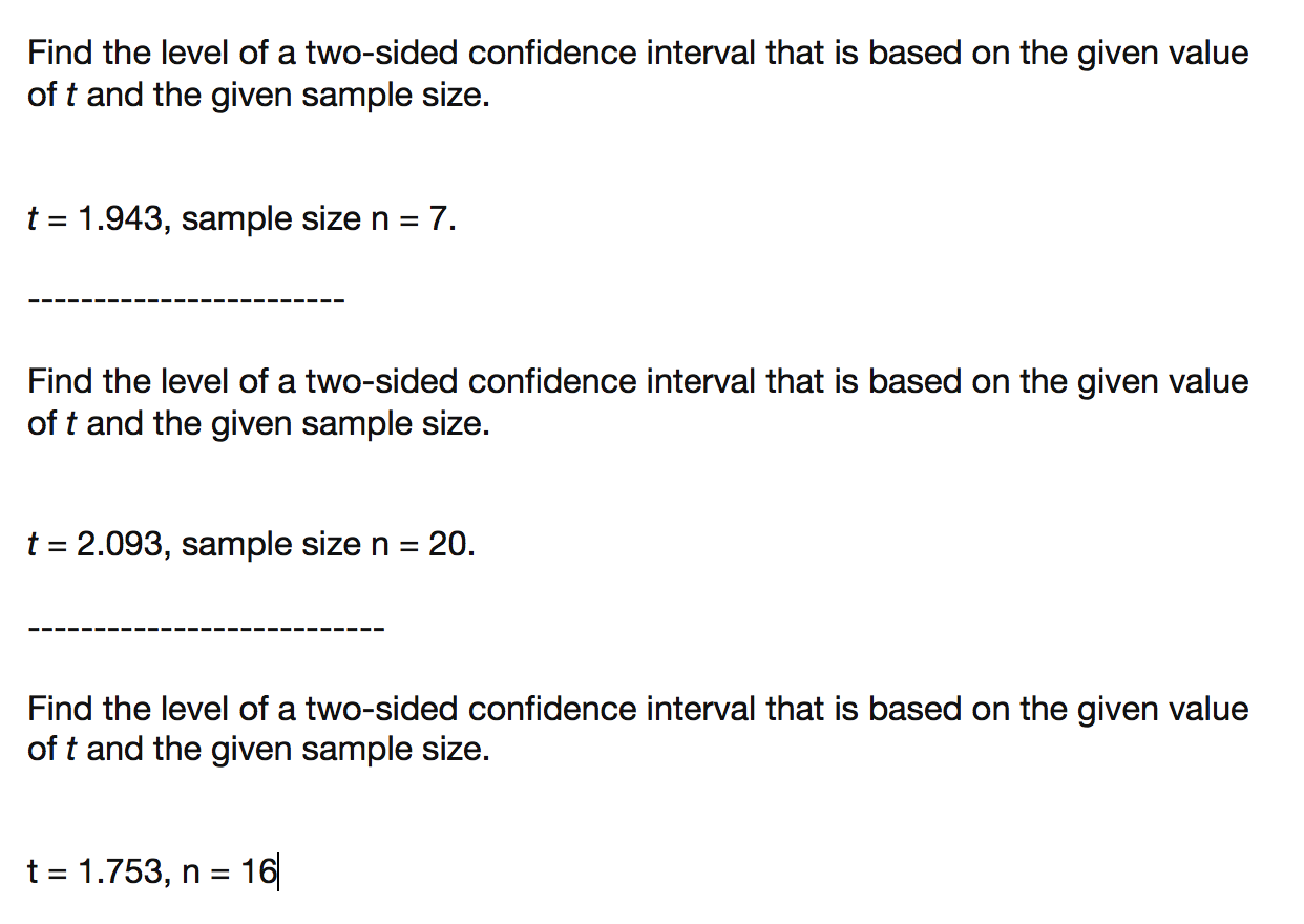 Find the level of a two-sided confidence interval | Chegg.com