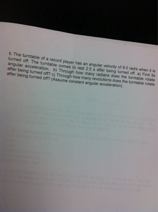 Solved The turntable of a record player has an angular | Chegg.com