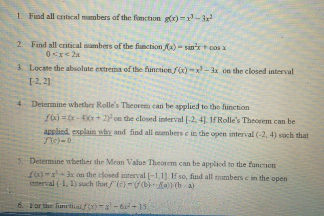 Solved 1. Find all critical numbers of the function g(x) | Chegg.com