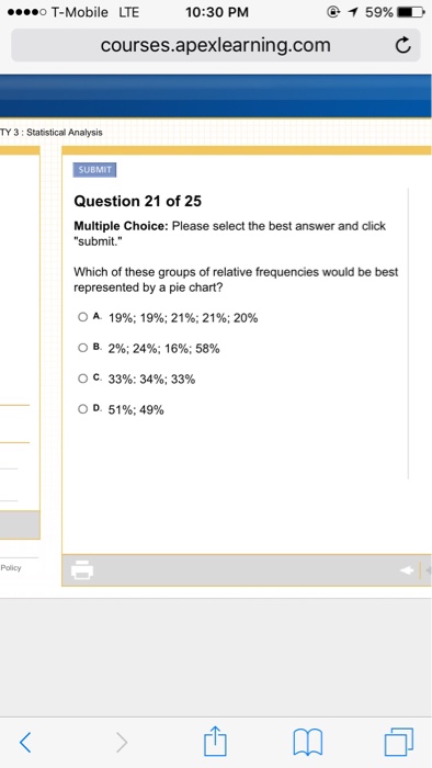 Solved Select the best answer and click "submit." Which of | Chegg.com