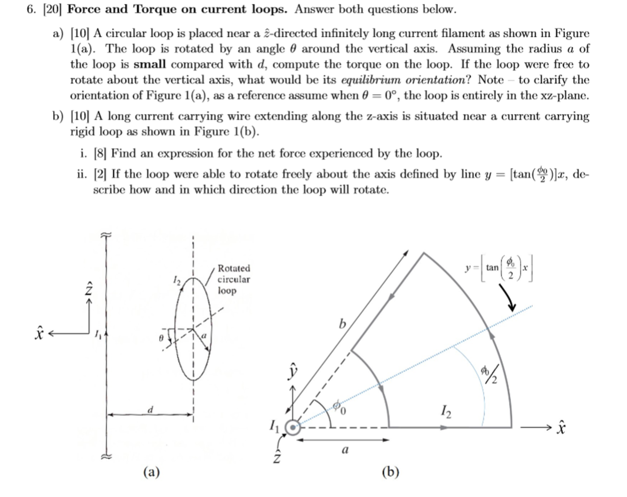 Force and Torque on current loops. Answer both | Chegg.com