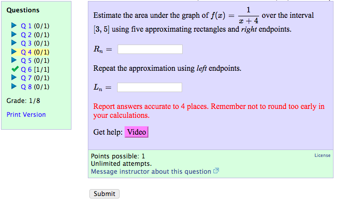 Solved Questions Estimate the area under the graph of f(z) - | Chegg.com