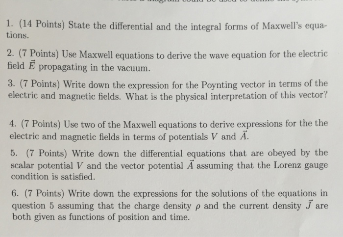Solved State the differential and the integral forms of | Chegg.com