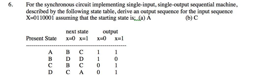 Solved For the synchronous circuit implementing | Chegg.com