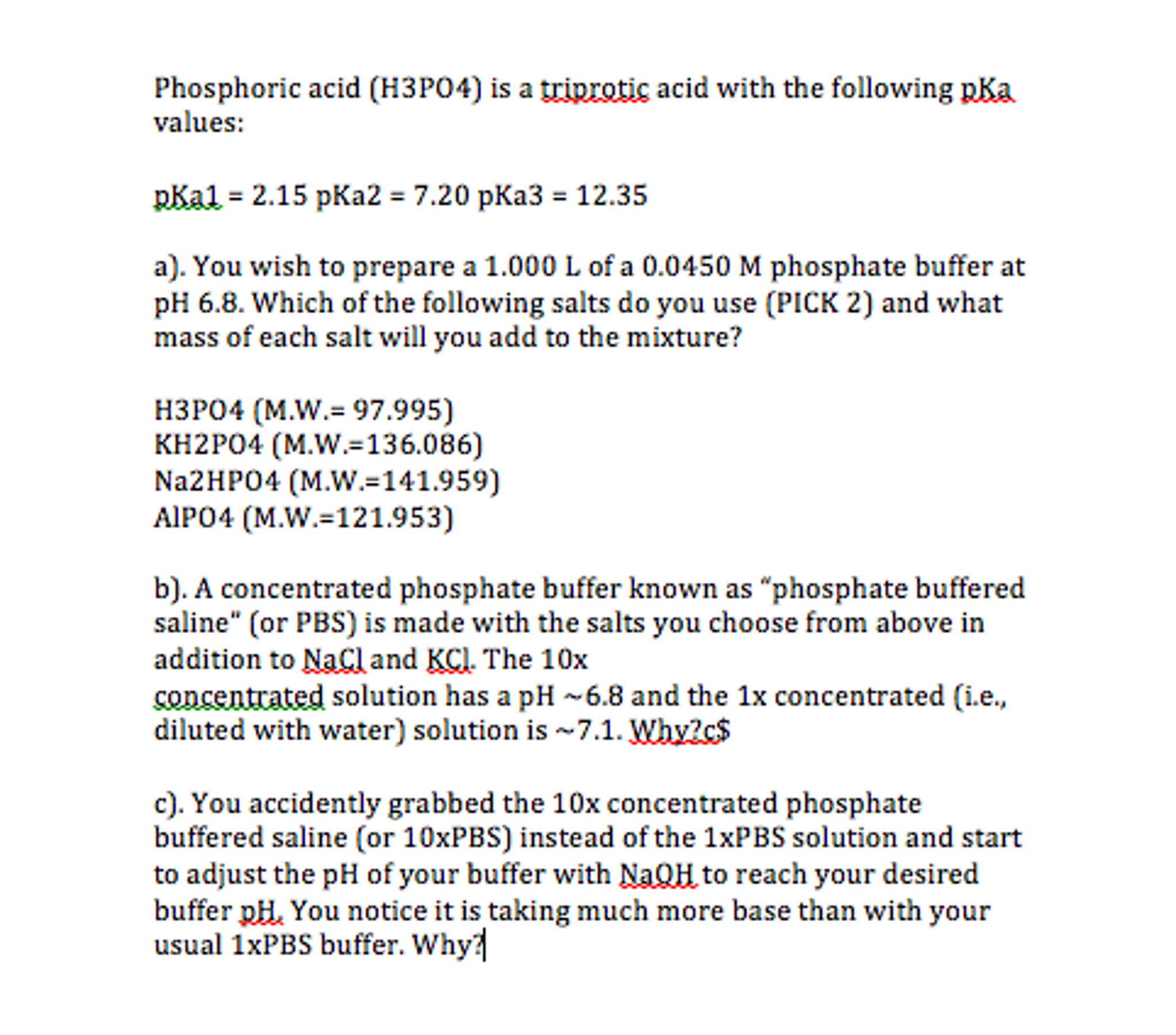 Solved Phosphoric acid (H3PO4) is a triprotic acid with the | Chegg.com