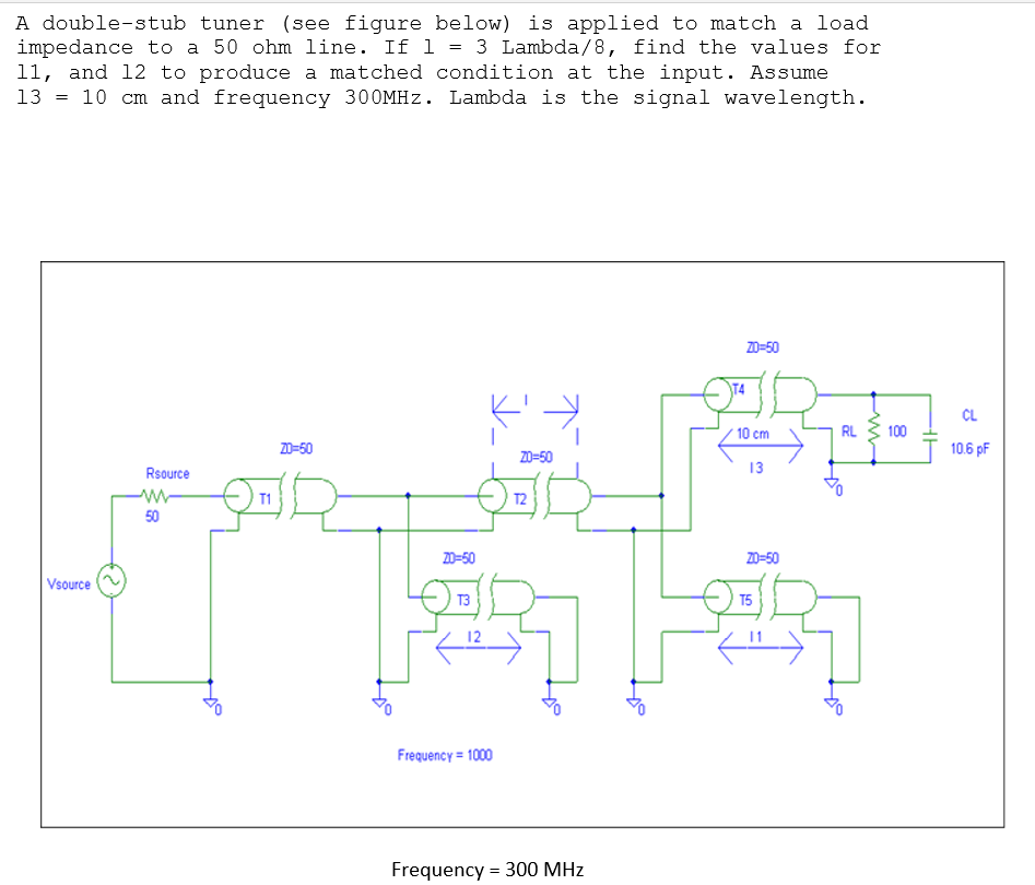 Solved A double-stub tuner (see figure below) is applied to | Chegg.com