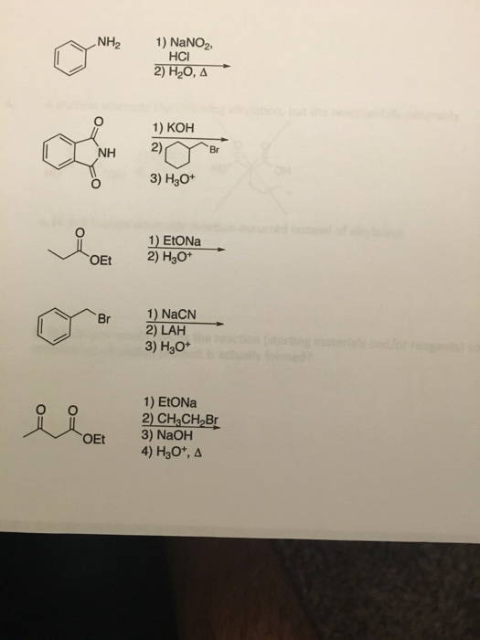 Solved NH2 ) NaNO2 HCI 2) H20, A 1) KOH Br NH 2) 3) H3O* 1) | Chegg.com